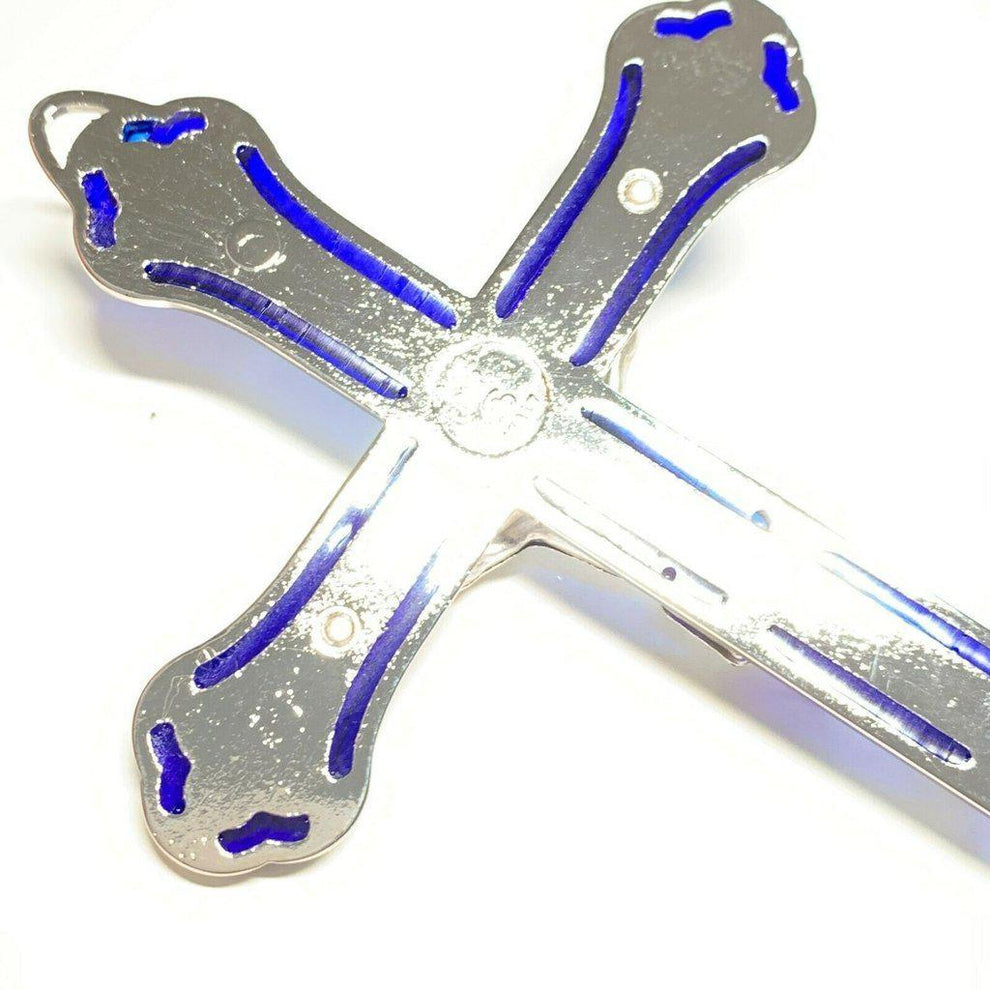 Blue & Red 5" 1/2 Crucifix - Catholic Pendant Cross - Blessed by Pope ...