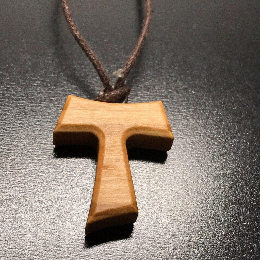 Tau Wooden Cross - Franciscan Crucifix 7/8" - Catholic Pendant ...